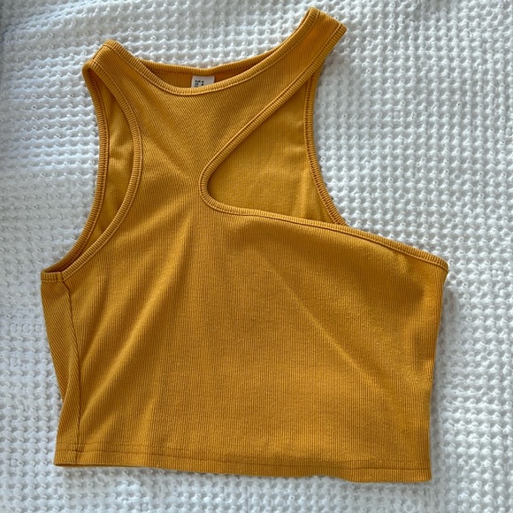 Tops | Gold Cut Out Crop Top | Poshmark